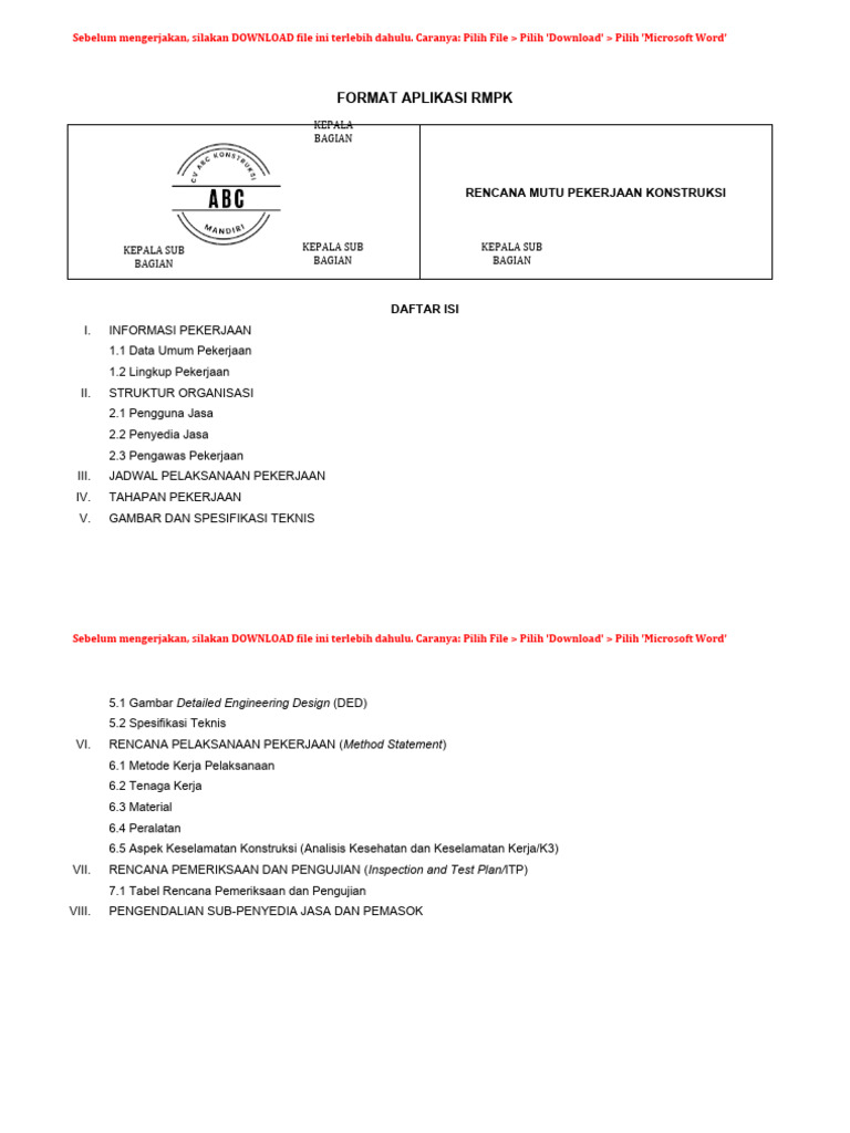 TPD - Format Dokumen RMPK | PDF