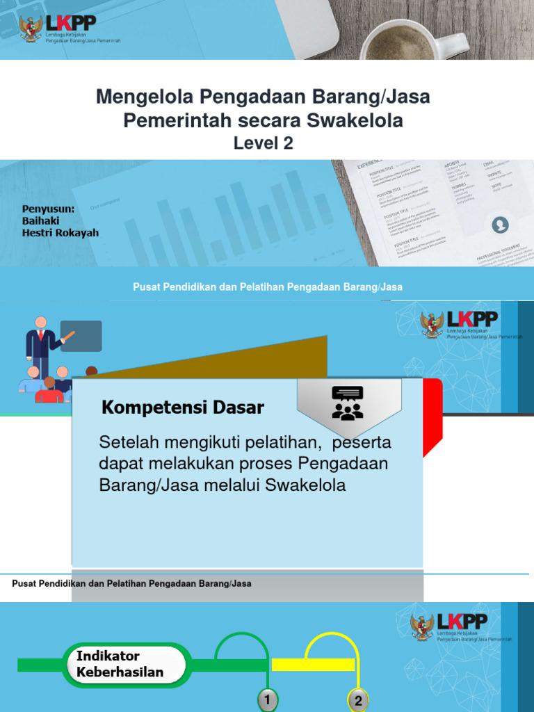 Slide JK Mengelola PBJP Secara Swakelola Level 2 Versi 2 | PDF | Bisnis | Teknologi & Rekayasa
