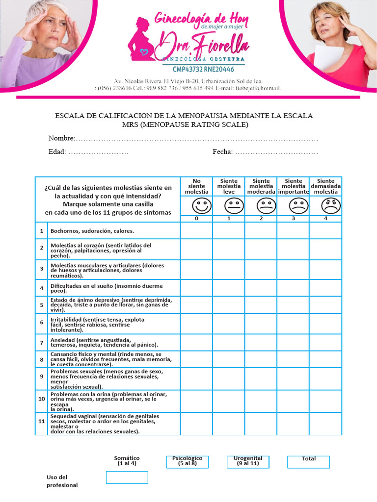 Escala de Calificacion de La Menopausia Mediante La Esclaa MRS | PDF