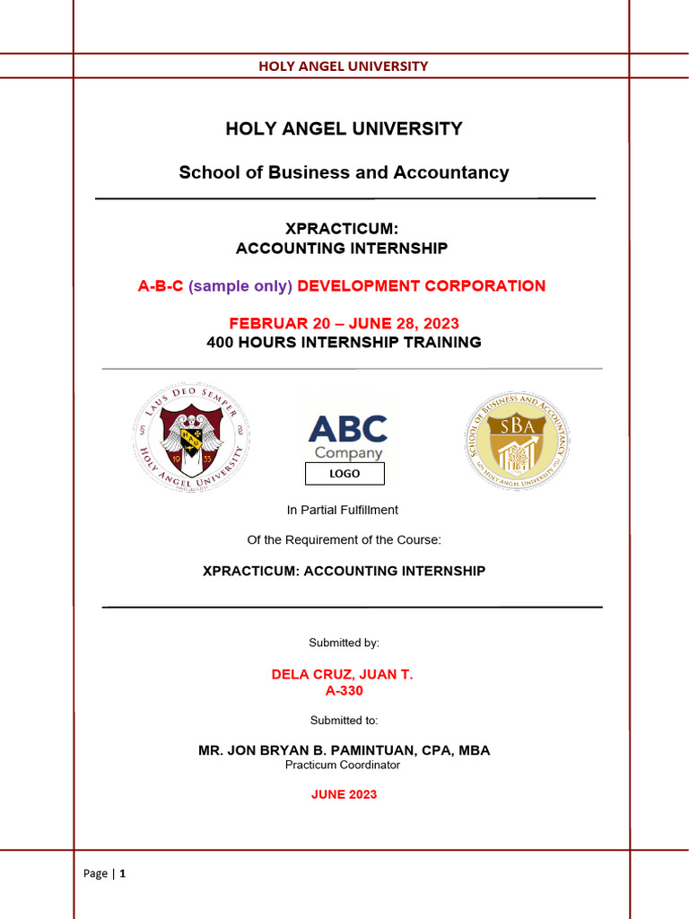 Sample Format - Hau Xpracticum - 2023 | PDF | Business