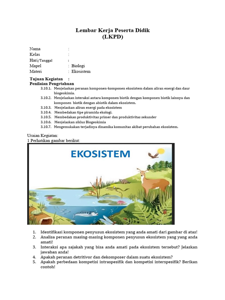 Lkpd Ekosistem Pdf