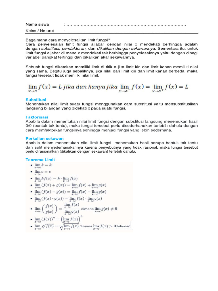 Limit Kelas 12 | PDF | Metode & Bahan Ajar
