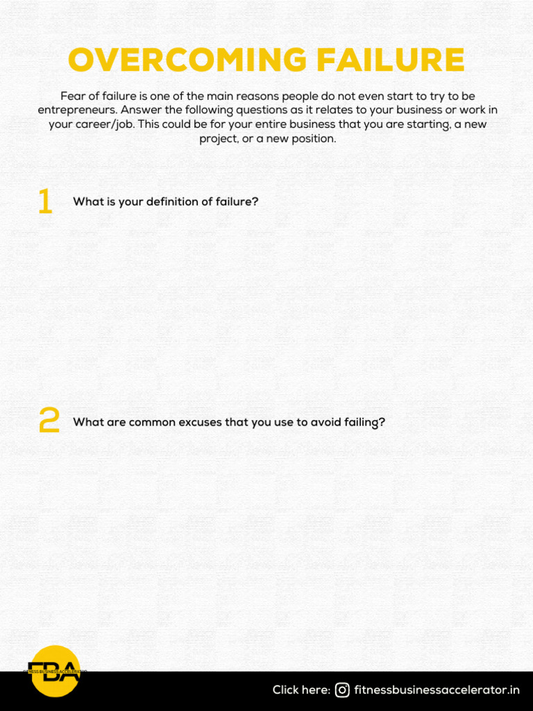 Entrepreneur Overcoming Failure Worksheet | PDF