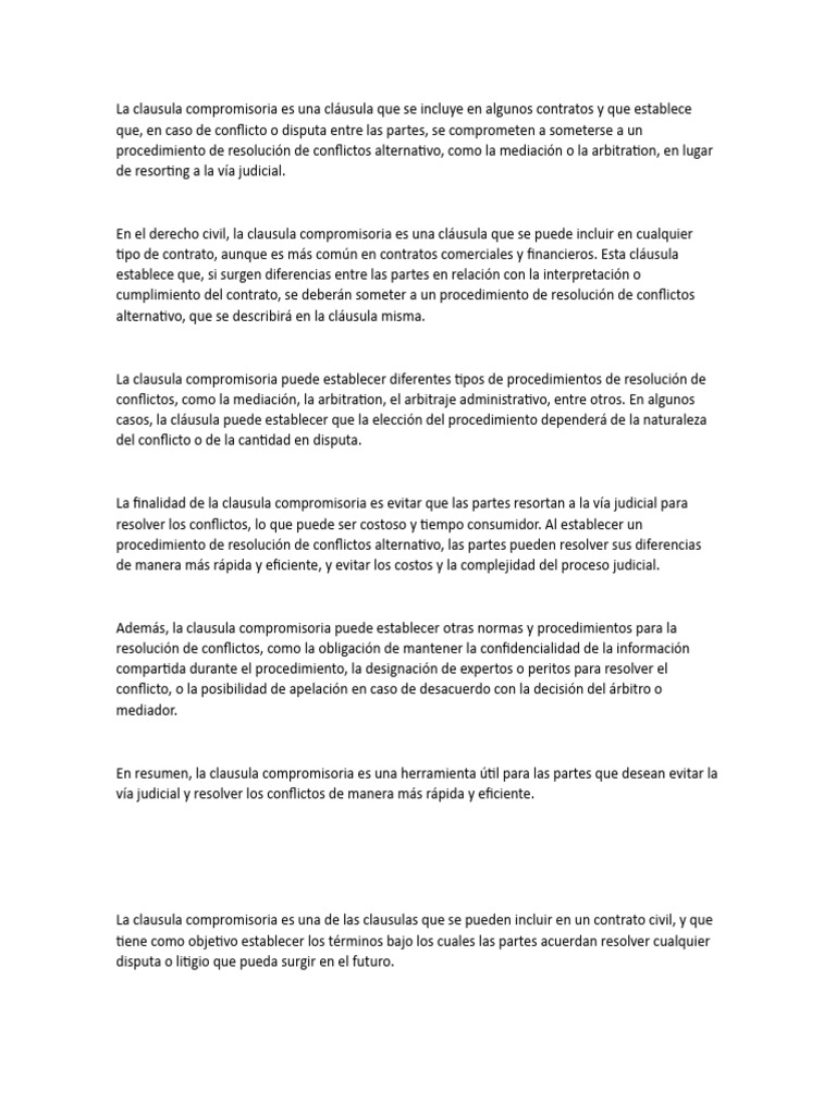 Cláusula Compromisoria en Contratos | PDF