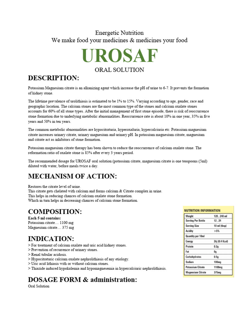 Urosaf | Download Free PDF | Diseases And Disorders | Medical Specialties