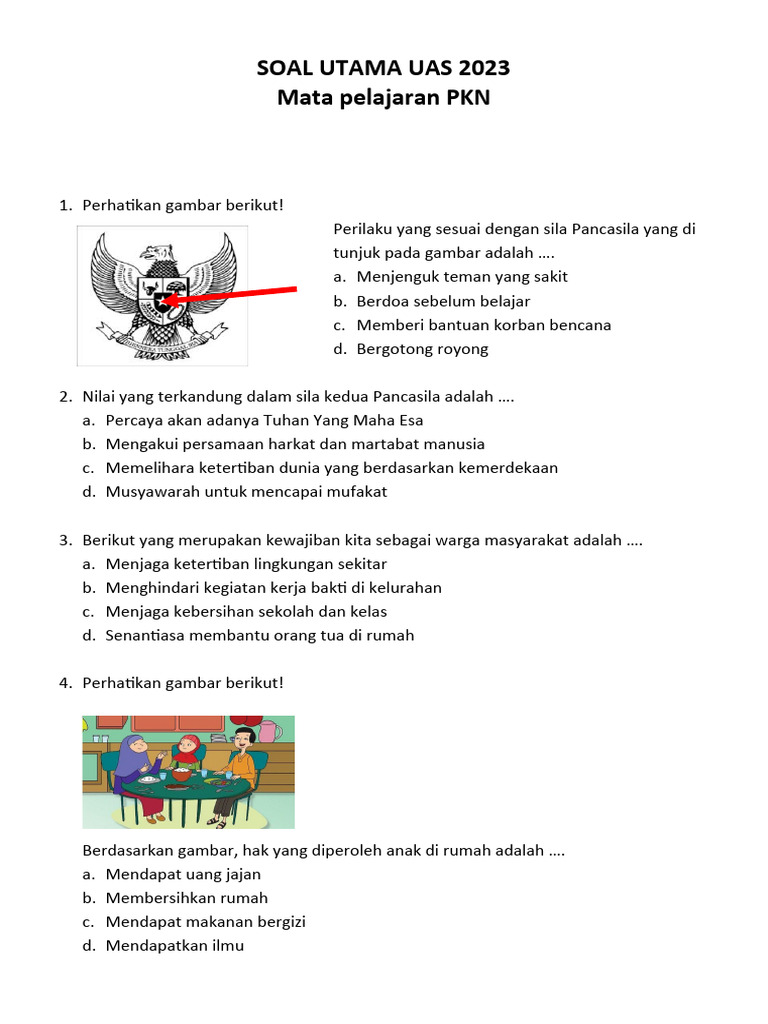 Soal UTAMA US PKN 2023 | PDF