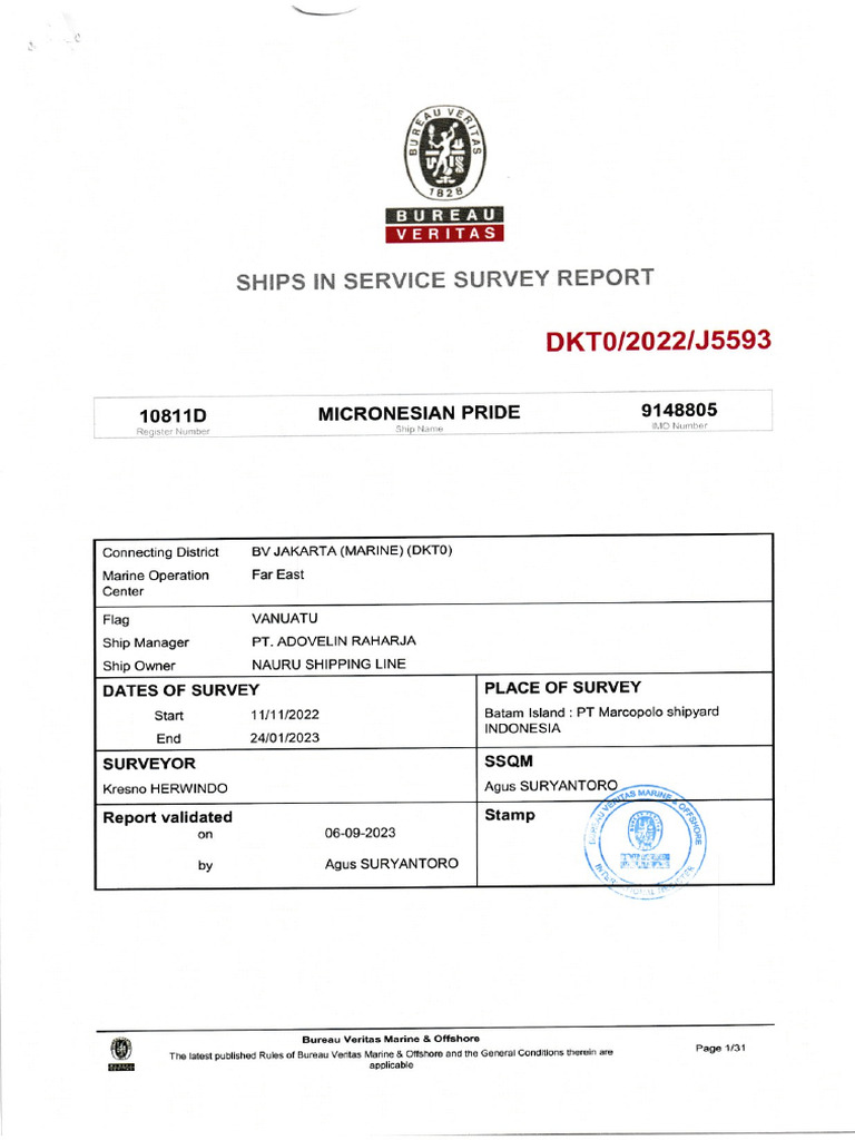 Survey Report Class BV | PDF