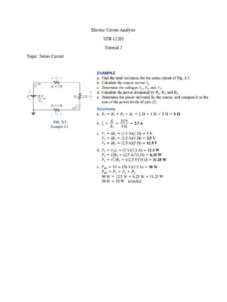 Tutorial 2 - Series Circuit | PDF | Teaching Methods & Materials
