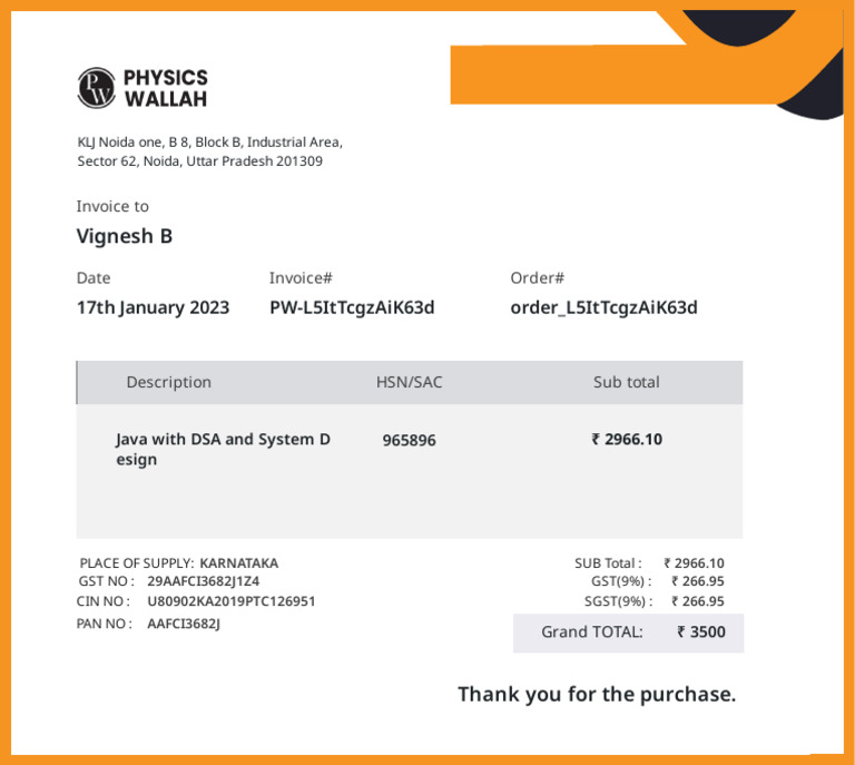 Java With DSA and System Design Invoice | PDF