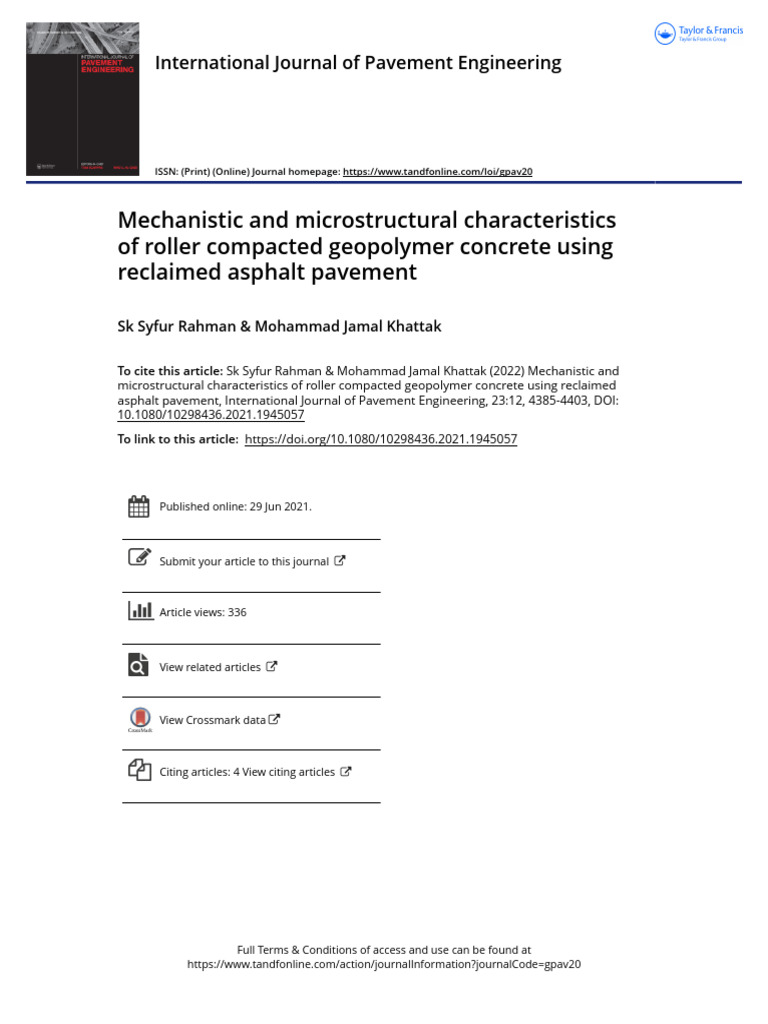 Mechanistic and Microstructural Characteristics of Roller Compacted Geopolymer Concrete Using ...