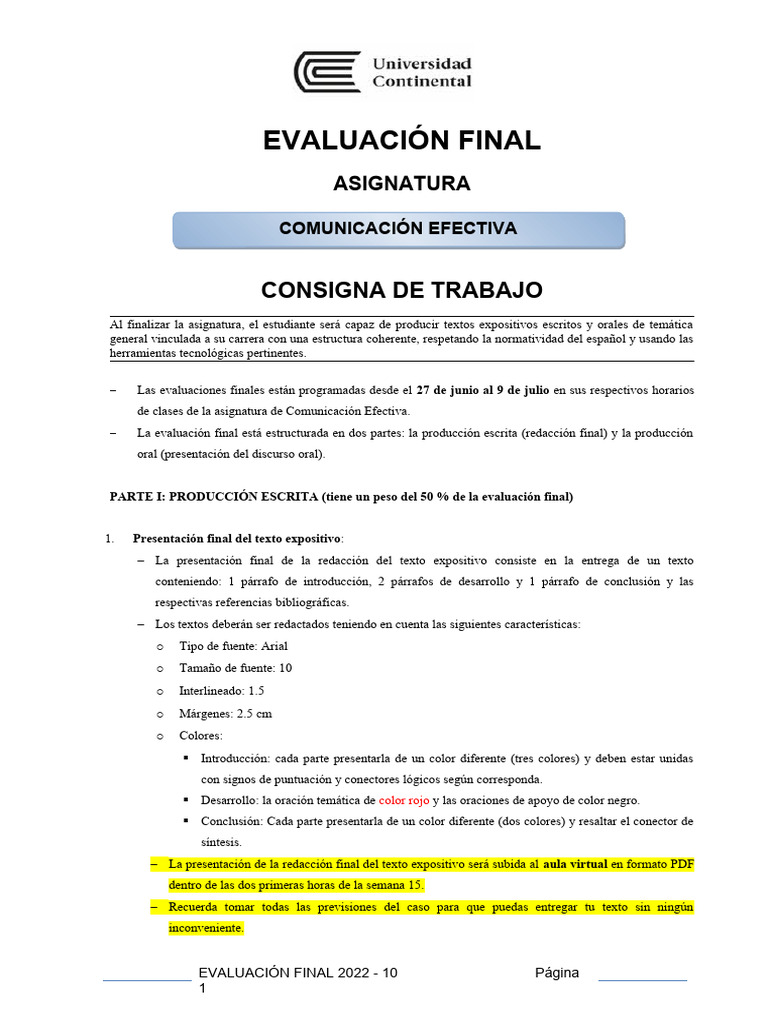 Consigna de Evaluación de La Producción Del Texto Expositivo | PDF