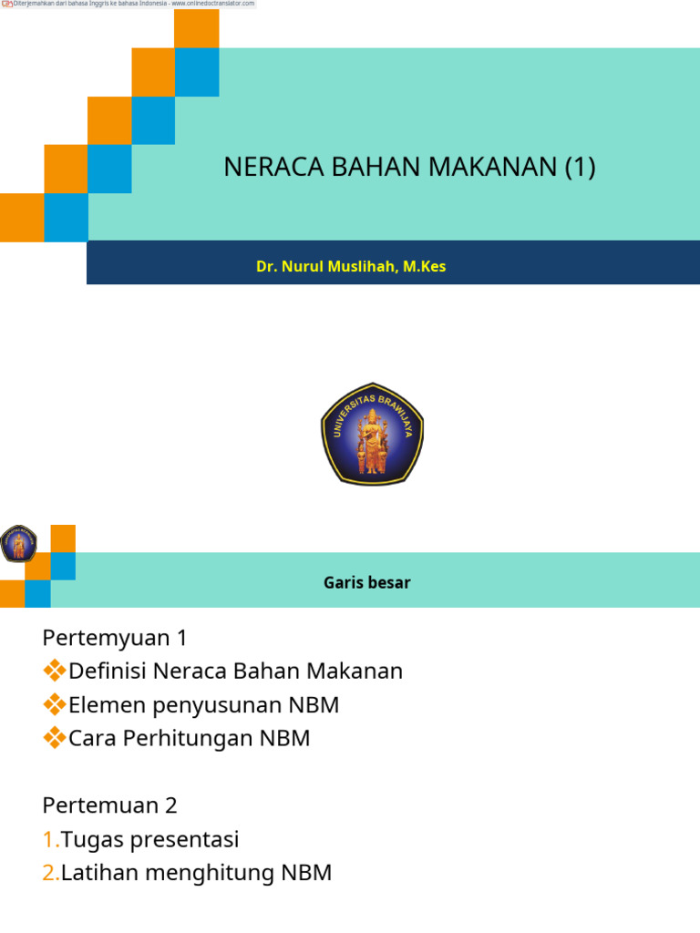 Definisi dan Manfaat Neraca Bahan Makanan | PDF
