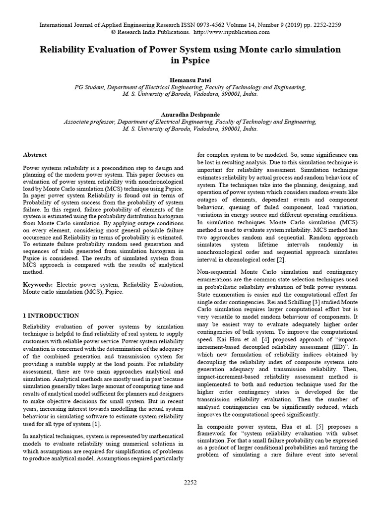Monte Carlo in Power System | PDF | Reliability Engineering | Simulation