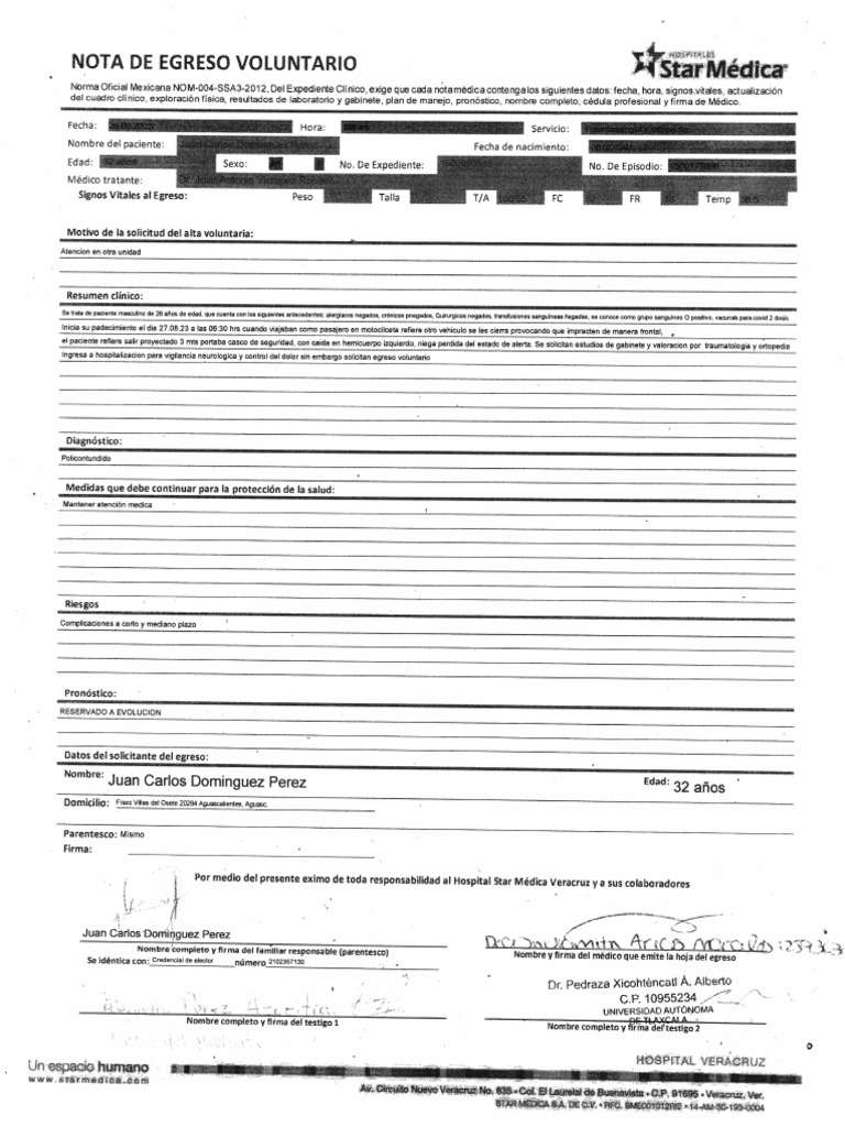 Nota de Egreso Voluntario | PDF