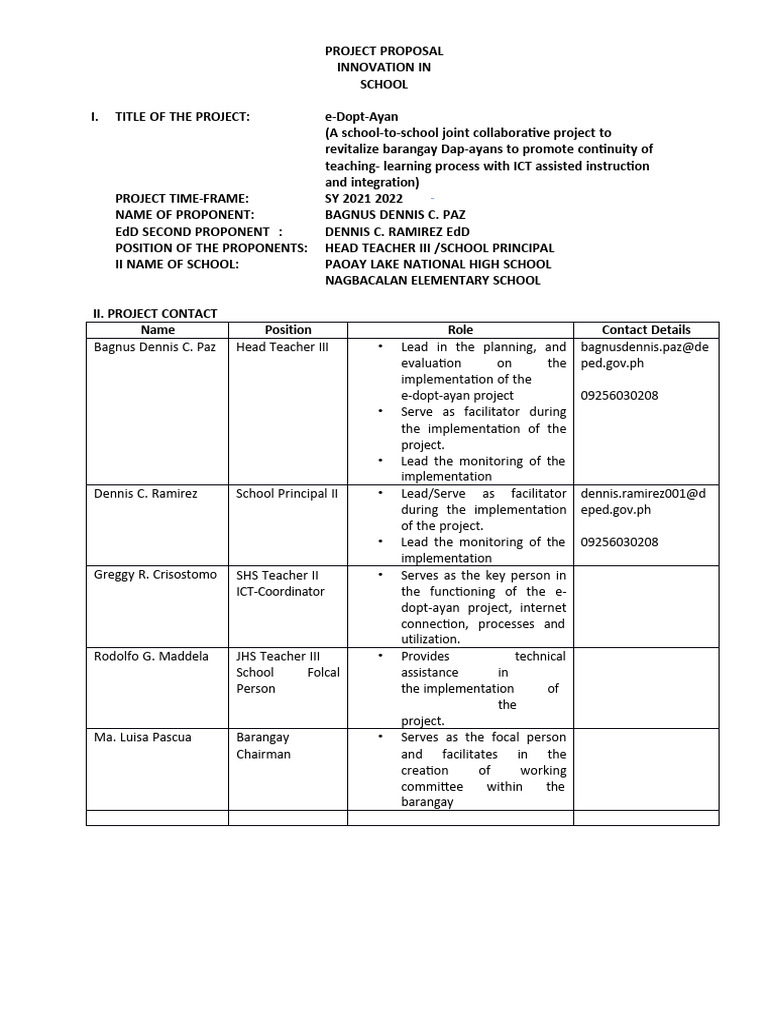 Project Proposal Innovation in School-J.pandapatan | PDF | Information ...