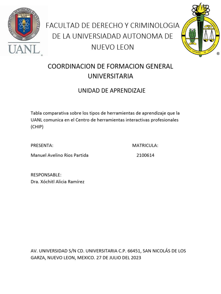 Herramientas de Aprendizaje en CHIP UANL | PDF | Hablar en público ...
