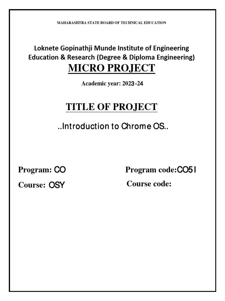 Chrome OS Micro Project Report | PDF | Operating System | Chromebook
