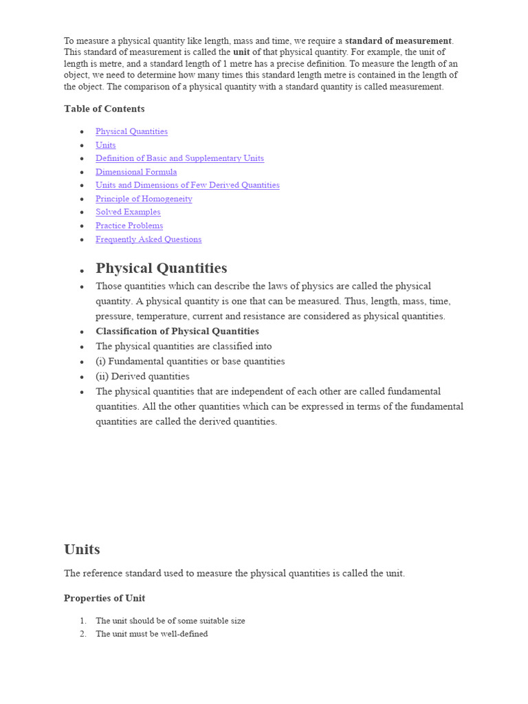 Physical Quantities | PDF | Kilogram | Measurement