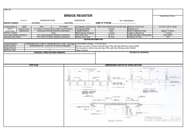 Bridge Register PWD 98 (OK) - Sample | PDF | Bridge | Architectural Design