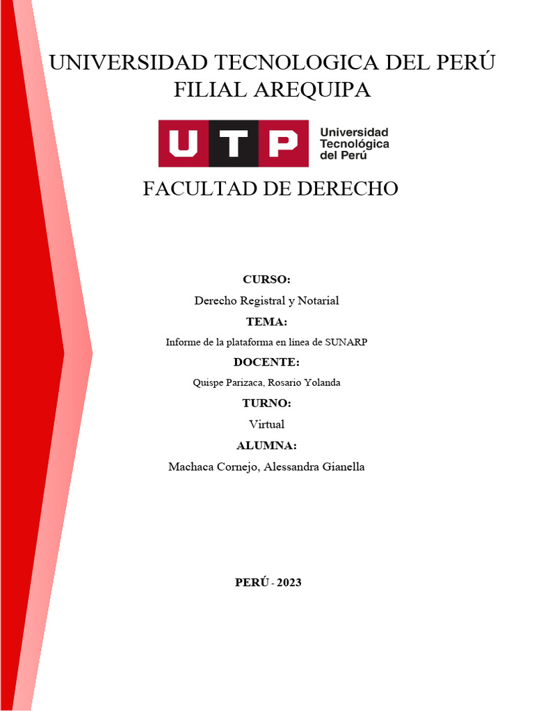 Semana 10 Tarea Informe de La Plataforma en Línea de SUNARP | PDF | Informática