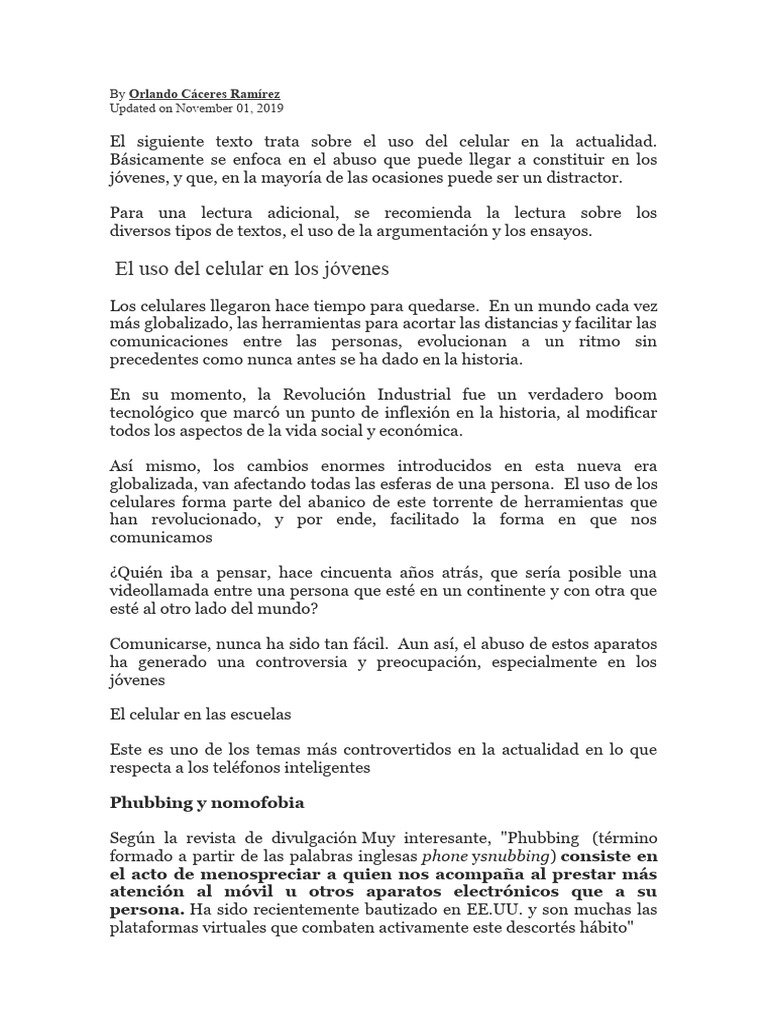 Uso y abuso del celular en jóvenes | PDF | Acoso cibernético | Internet