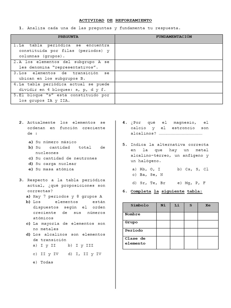 Separata de La Tabla Periodica | PDF