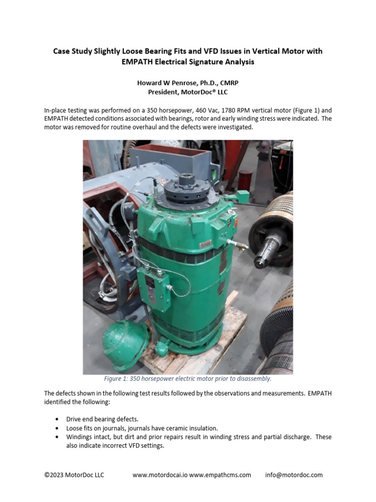 Case Study Slightly Loose Bearing Fits and VFD Issues in Vertical Motor With EMPATH Electrical ...