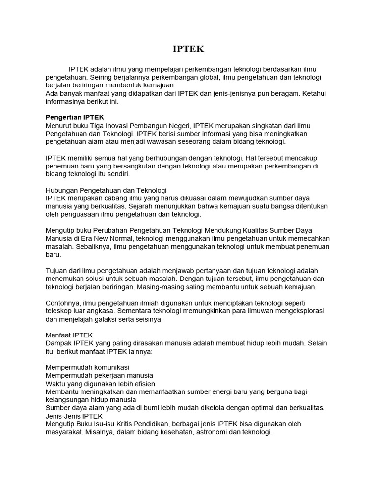 IPTEK | PDF | Ilmu Sosial