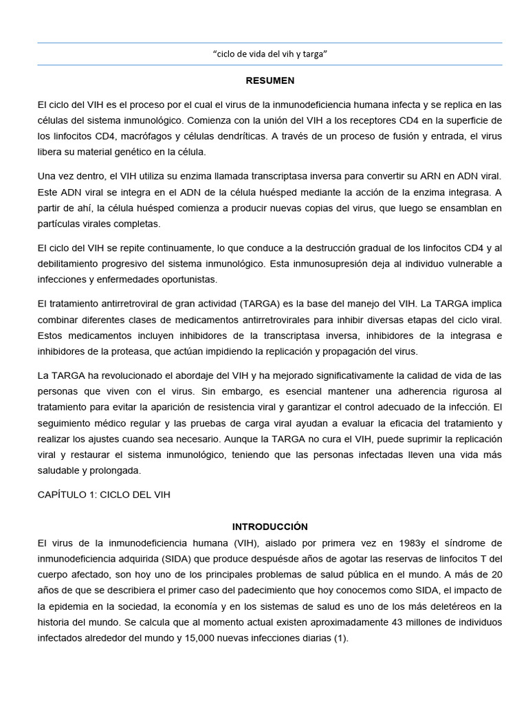 Ciclo Del VIH y TARGA | PDF | Manejo del VIH / SIDA | VIH