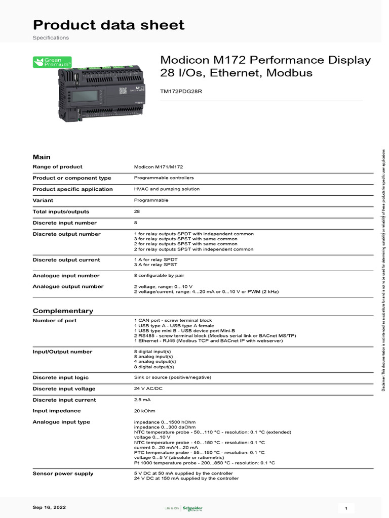 Modicon m171 m172 Tm172pdg28r | PDF | Programmable Logic Controller | Relay