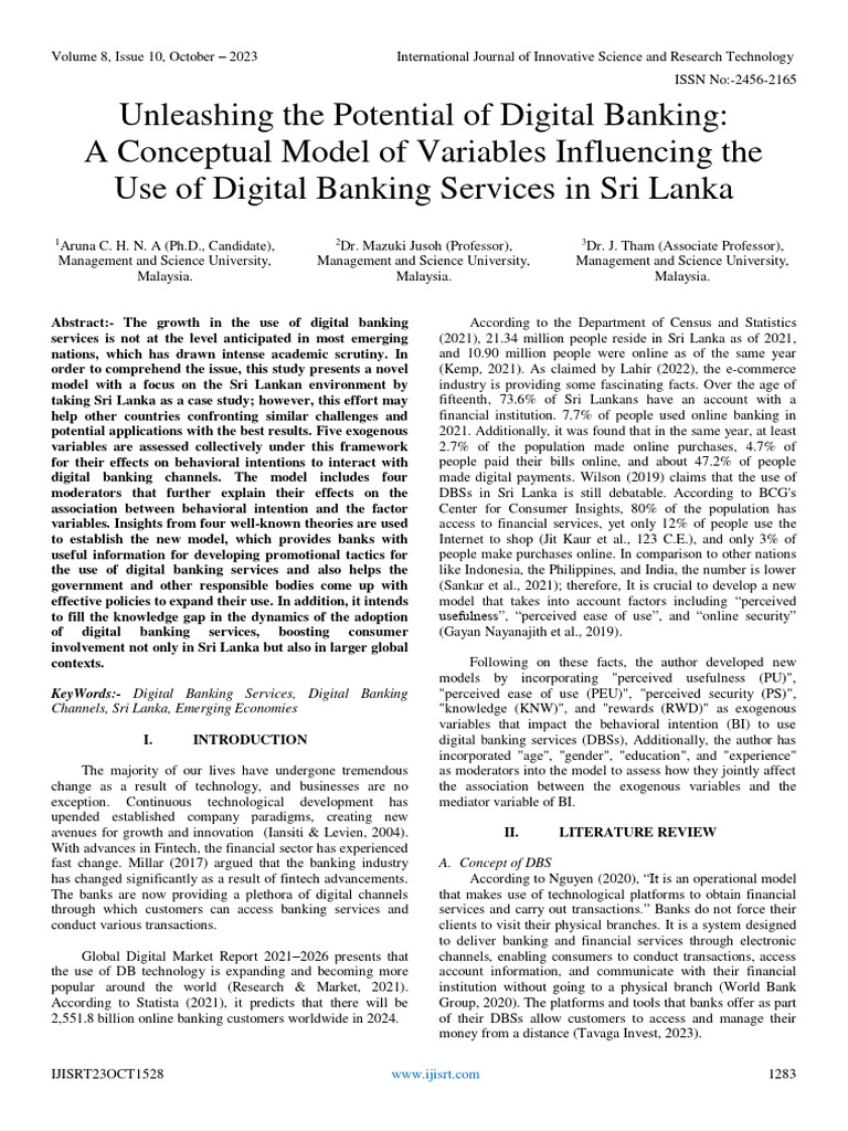 Unleashing The Potential of Digital Banking: A Conceptual Model of ... Unleashing The Potential of Digital Banking: A Conceptual Model of ...