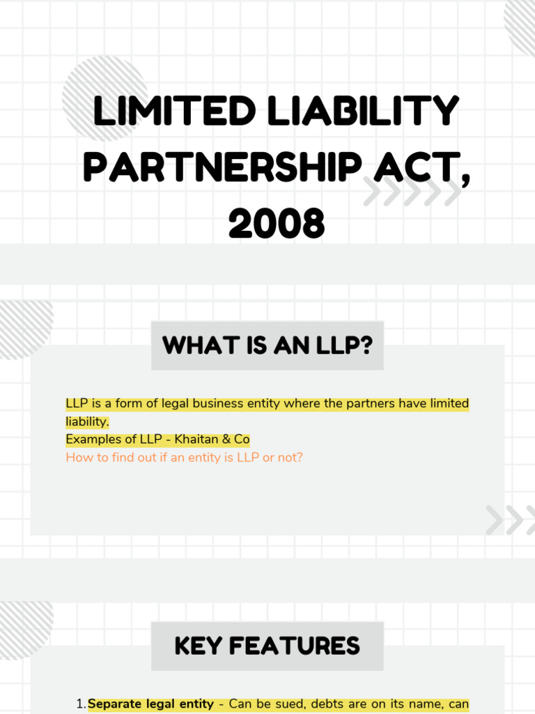 LLP Act, 2008 - Notes Cum | PDF | Limited Liability Partnership ...