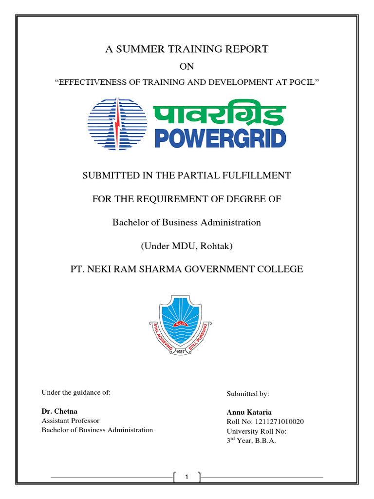 Summer Internship Report-Powergrid | PDF | Electric Power Transmission | Electricity Generation