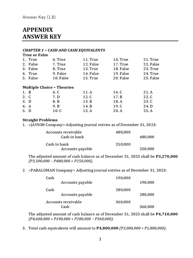 Chapter 1 To 6A - Key Answer | PDF | Debits And Credits | Deposit Account