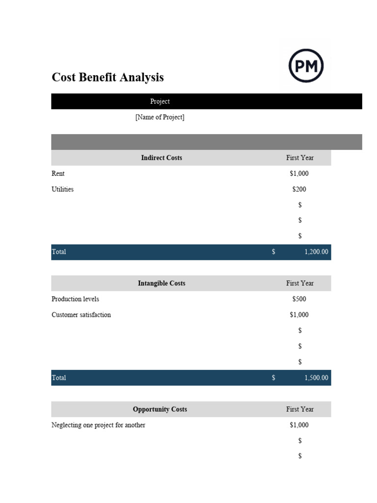 Cost Benefit Analysis Template ProjectManager WLNK | PDF