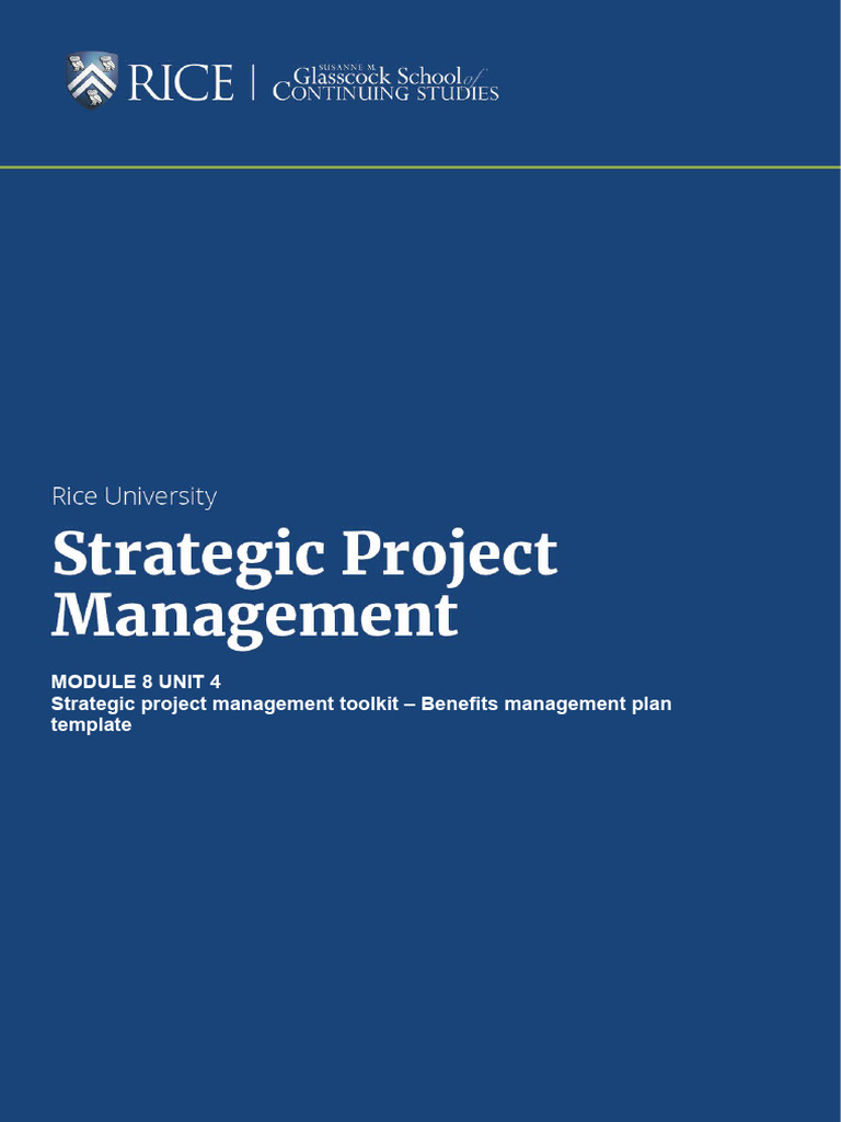 Benefit Management Plan Template | PDF | Project Management | Computing