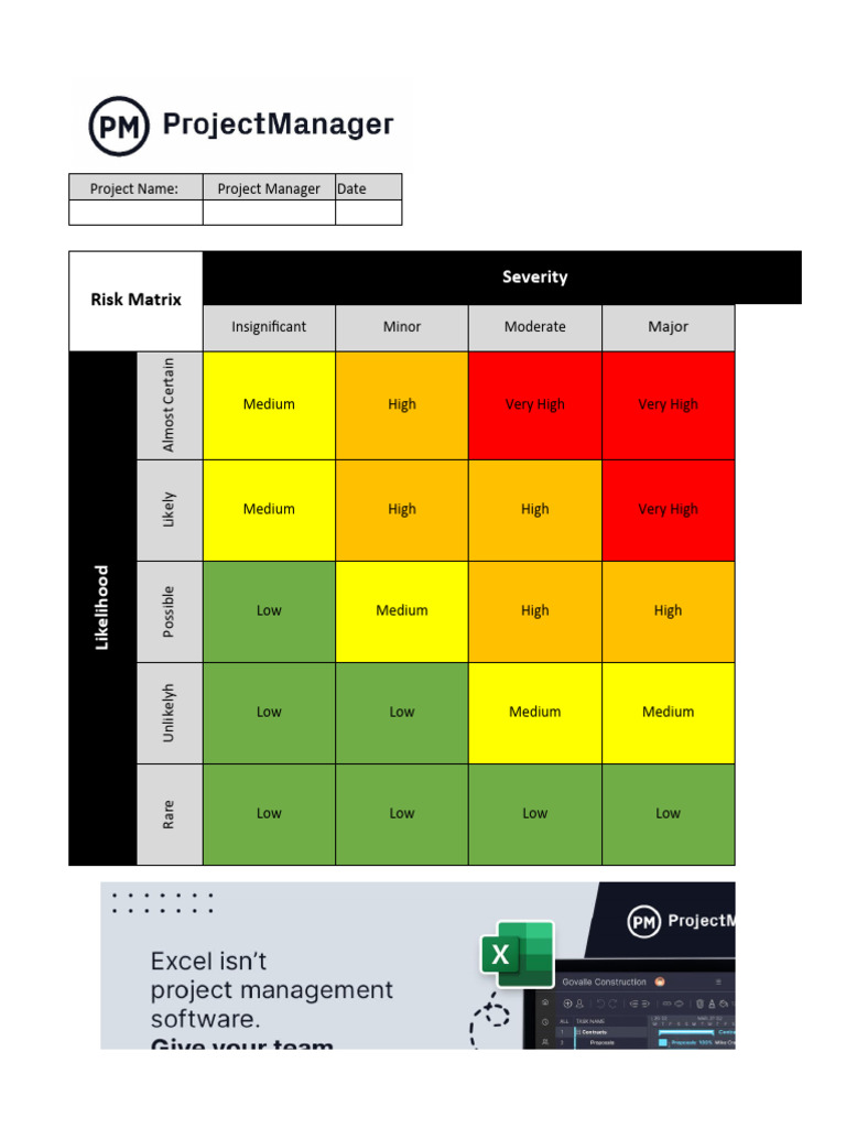 Risk Matrix Template ProjectManager WLNK | PDF