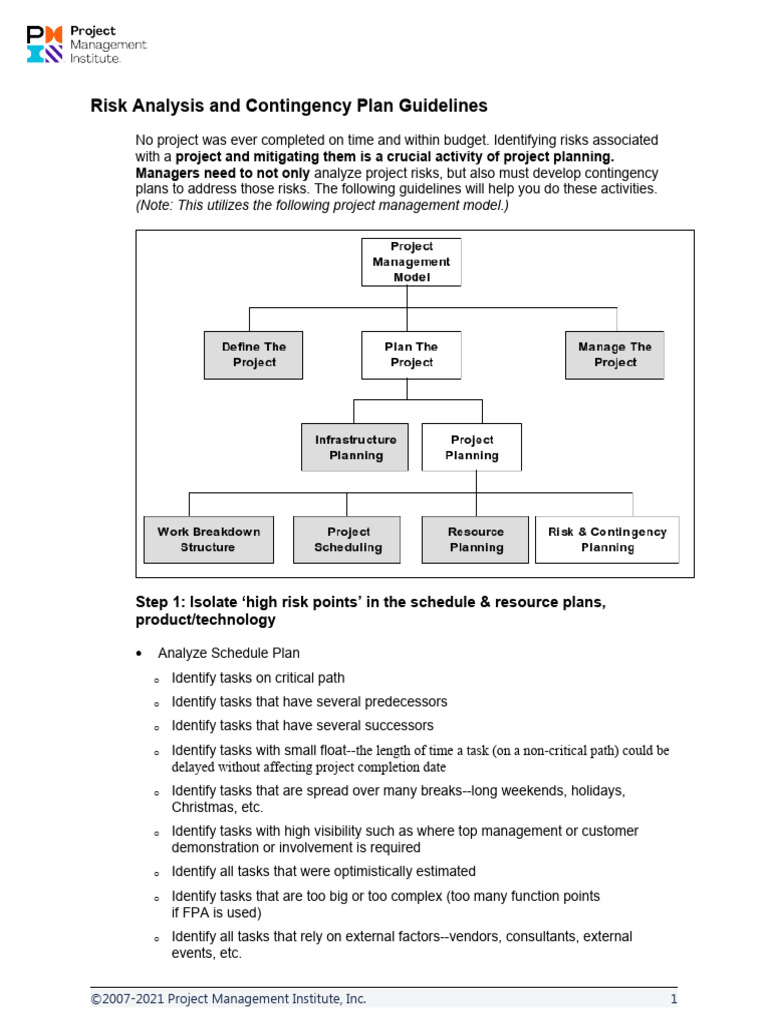 Risk Analysis and Contingency Plan GuidelinesV2 | PDF | Project ...