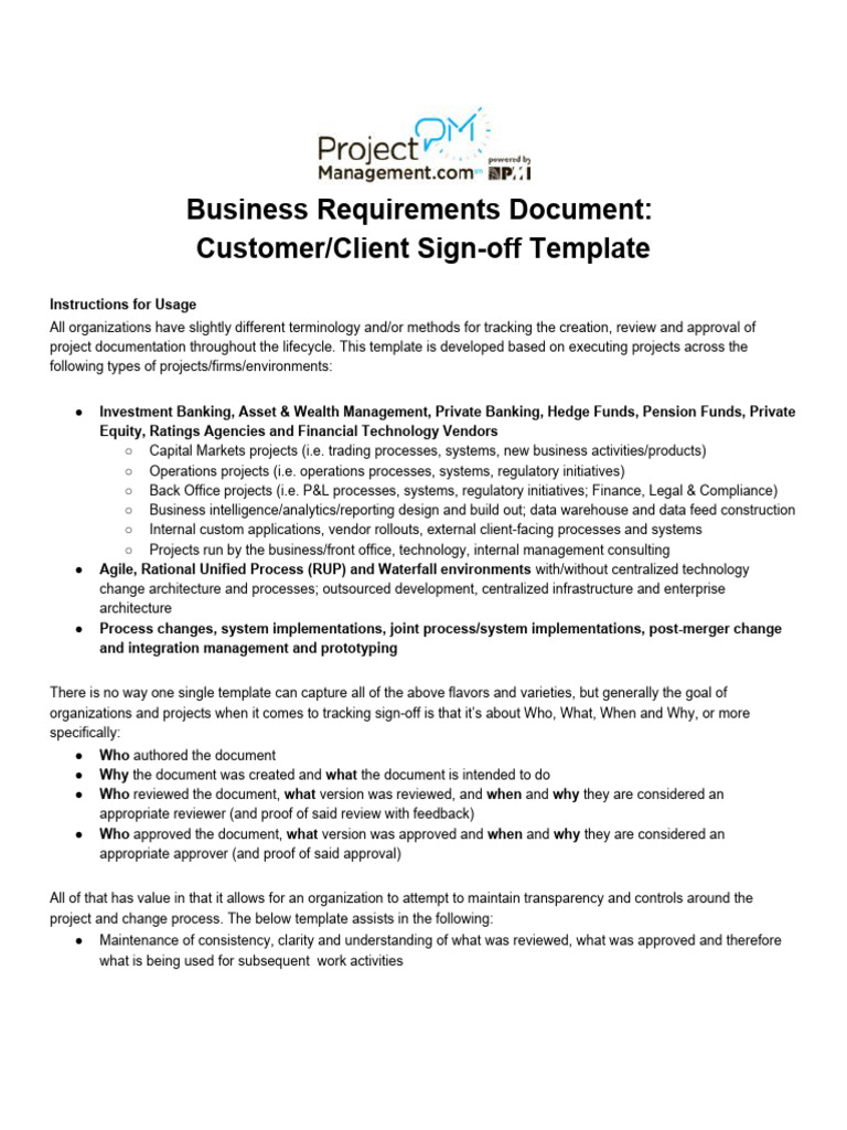BRD Customer Client Sign Off | PDF | Share Point | Specification (Technical Standard)