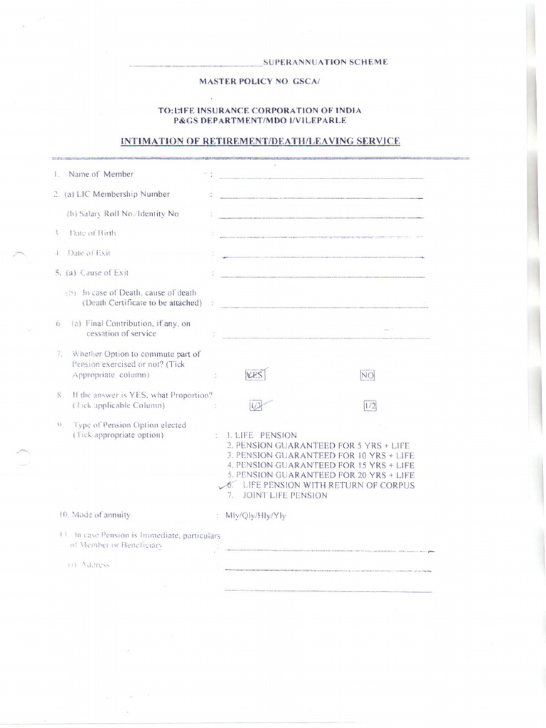 Intimation For Retirement Form | PDF