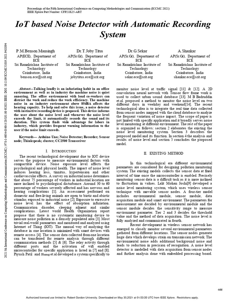 Mansingh 2021 | PDF | Internet Of Things | Sensor
