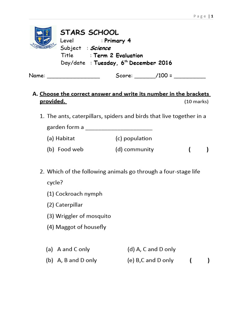 Science P4 Evaluation Term 2 | PDF | Atmosphere Of Earth | Plants