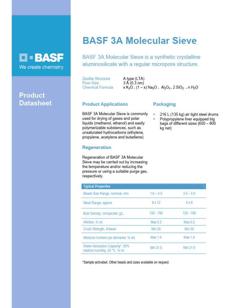 BASF 3A Datasheet | PDF | Chemistry | Industrial Processes