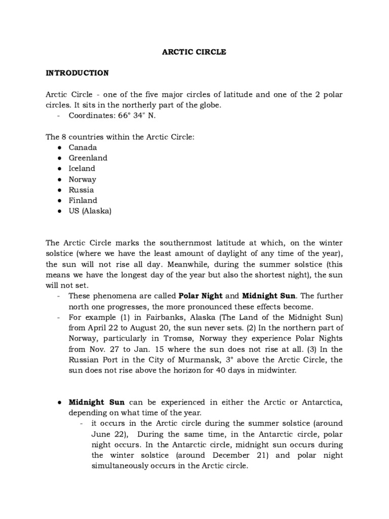 Group 4 Arctic and Antarctic Circle Notes | PDF