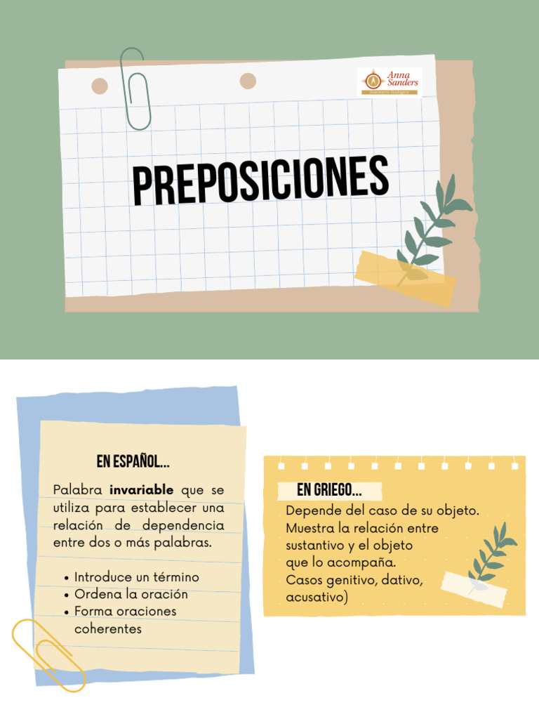 Preposiciones | PDF | Preposición y Postposición | Semántica