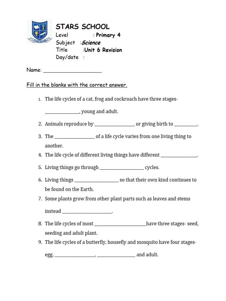 Science P4 Revision Unit 6 | PDF | Mosquito | Life