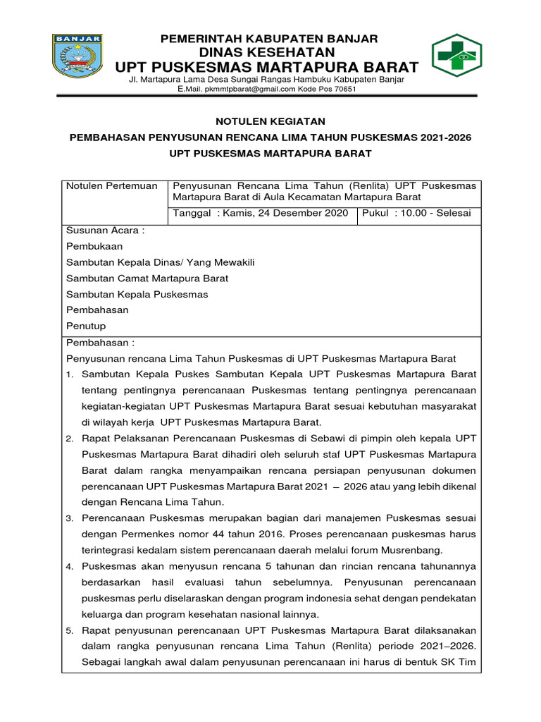 1.1.1 Ep 3 Bukti Notulen Rapat Renstra Ok | PDF | Bisnis | Teknologi & Rekayasa