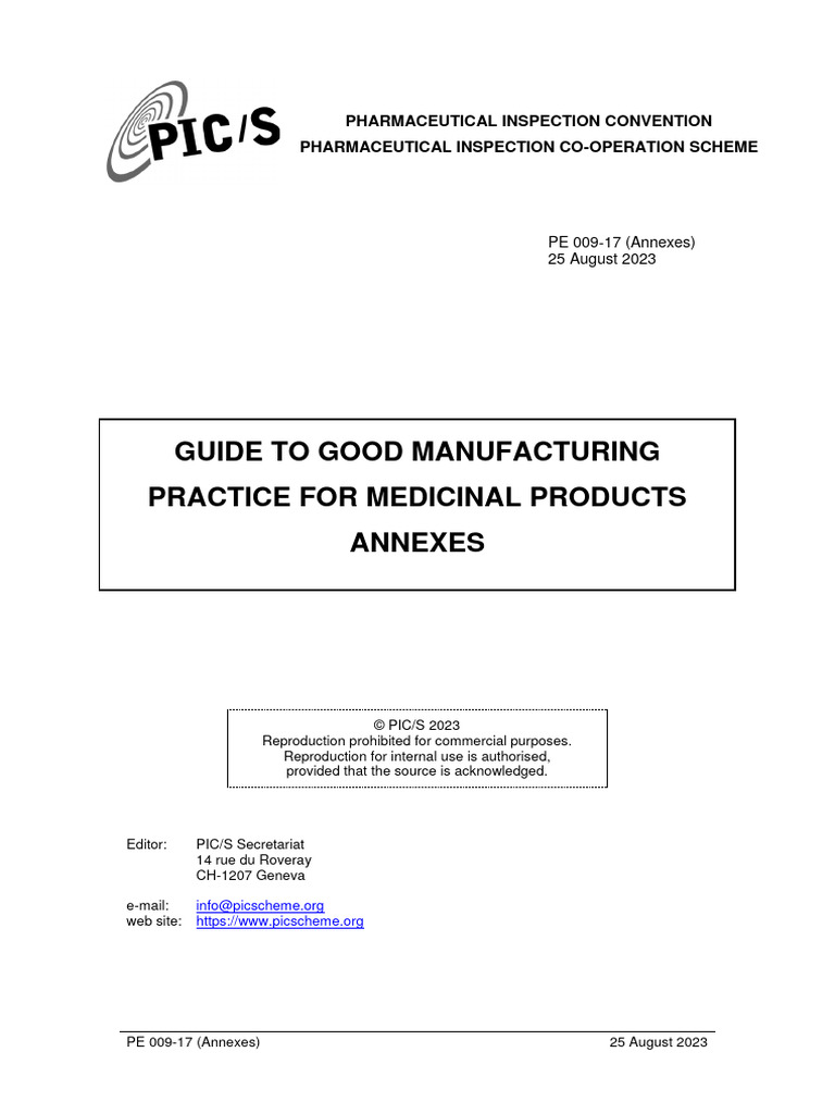 Pe 009 17 GMP Guide Xannexes | PDF | Sterilization (Microbiology ...