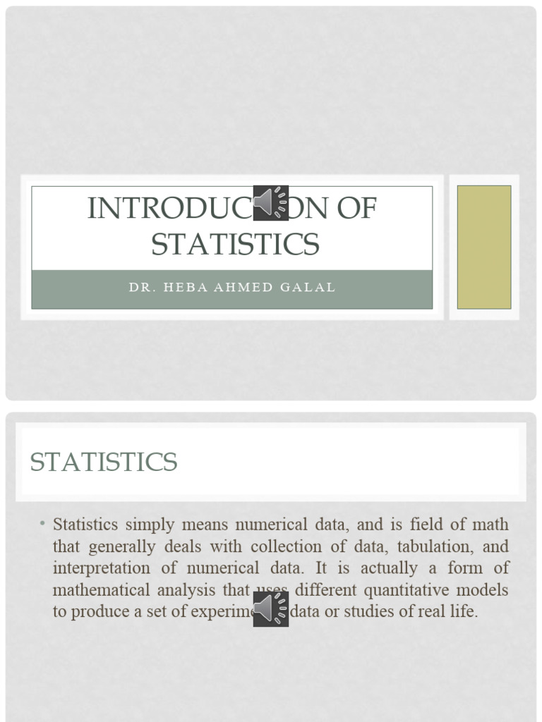Introduction in Satistics Heba | PDF | Statistics | Variance