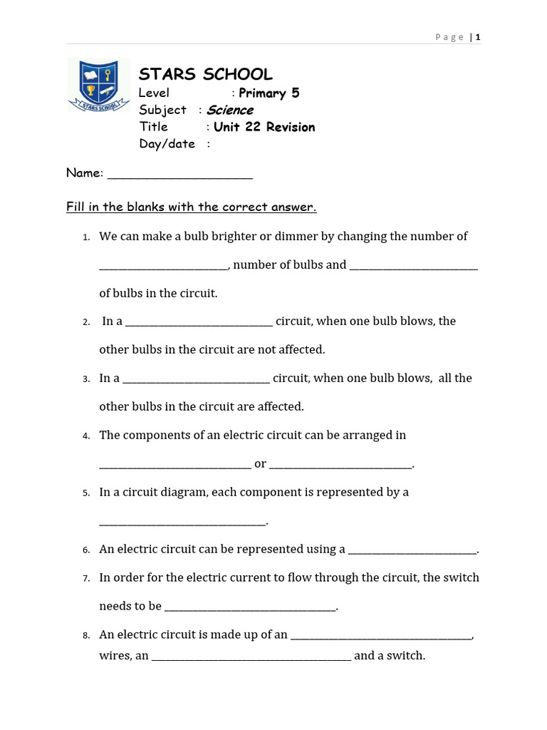 Primary 5 Science Revision | PDF | Series And Parallel Circuits ...